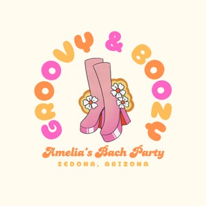 Groovy and Boozy Bach Party Logo Canva Template Bach and Boozie ...