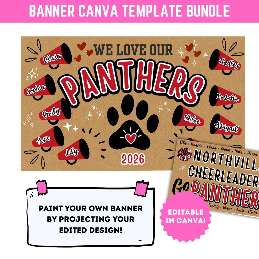 Cheer Team Painted Banner Butcher Paper Banner Template Sign ...