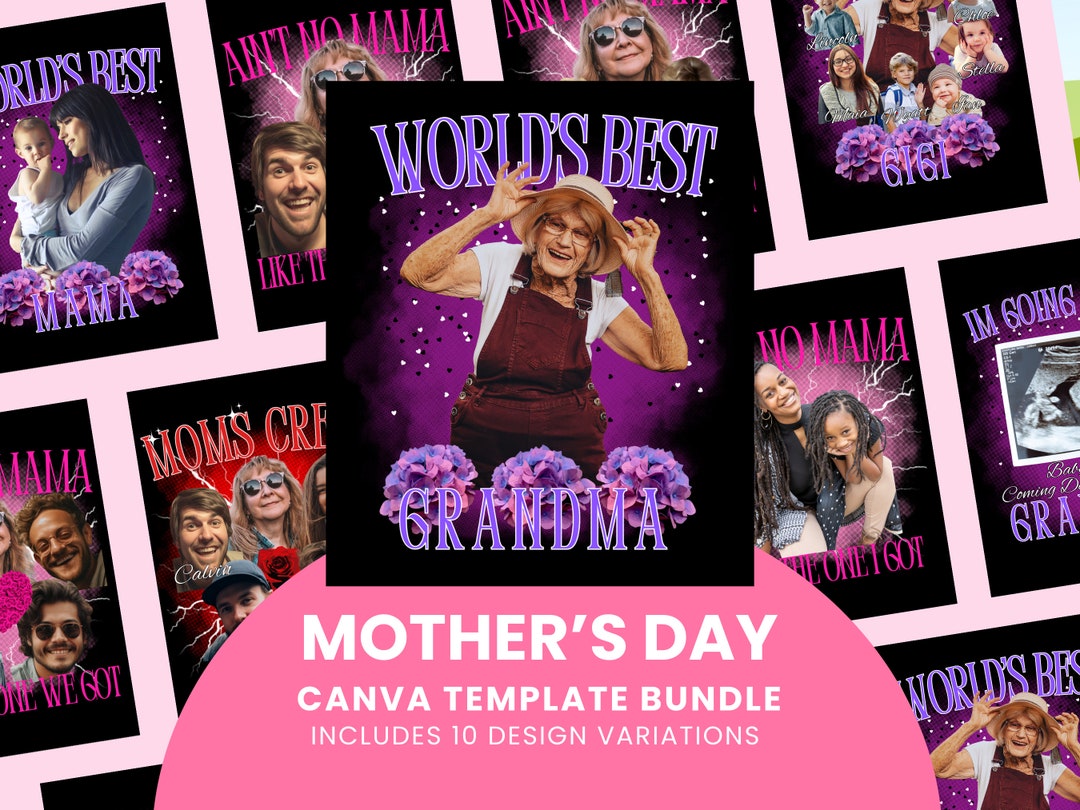 Mothers Day Gift Custom Bootleg Rap Tee Template Bundle Custom Grandma ...