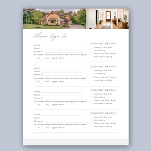 Real Estate Open House Sign-in Sheet Editable Canva Template Realtor ...