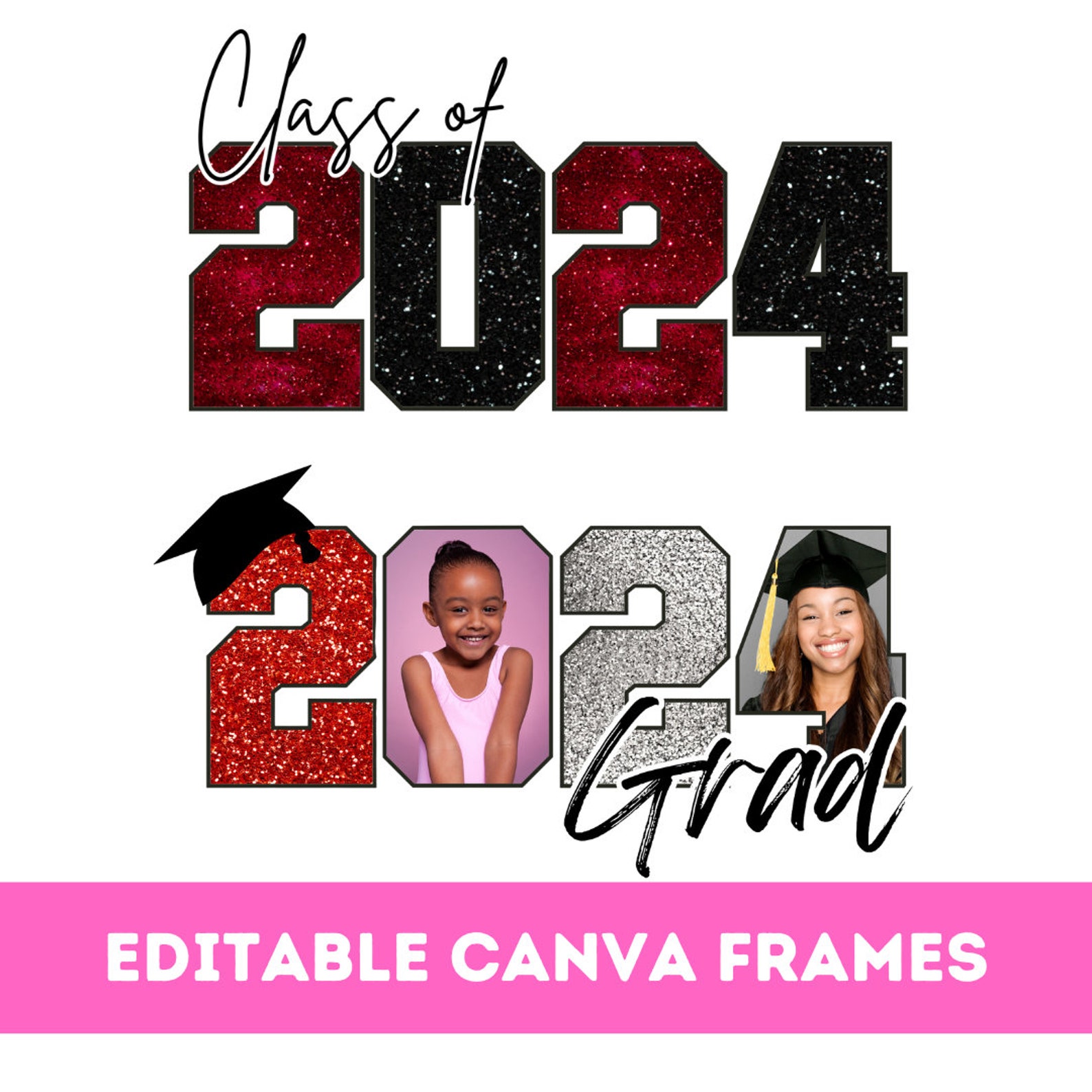 Canva 2024 Senior Photo Frame Template '24 Graduate Canva Frames Bundle ...