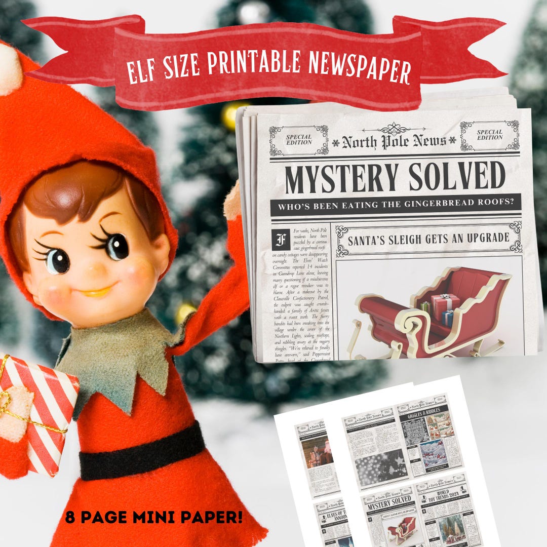 Elf Newspaper Printable Mini Newspaper Elf Prop Kit Multiple Page News ...