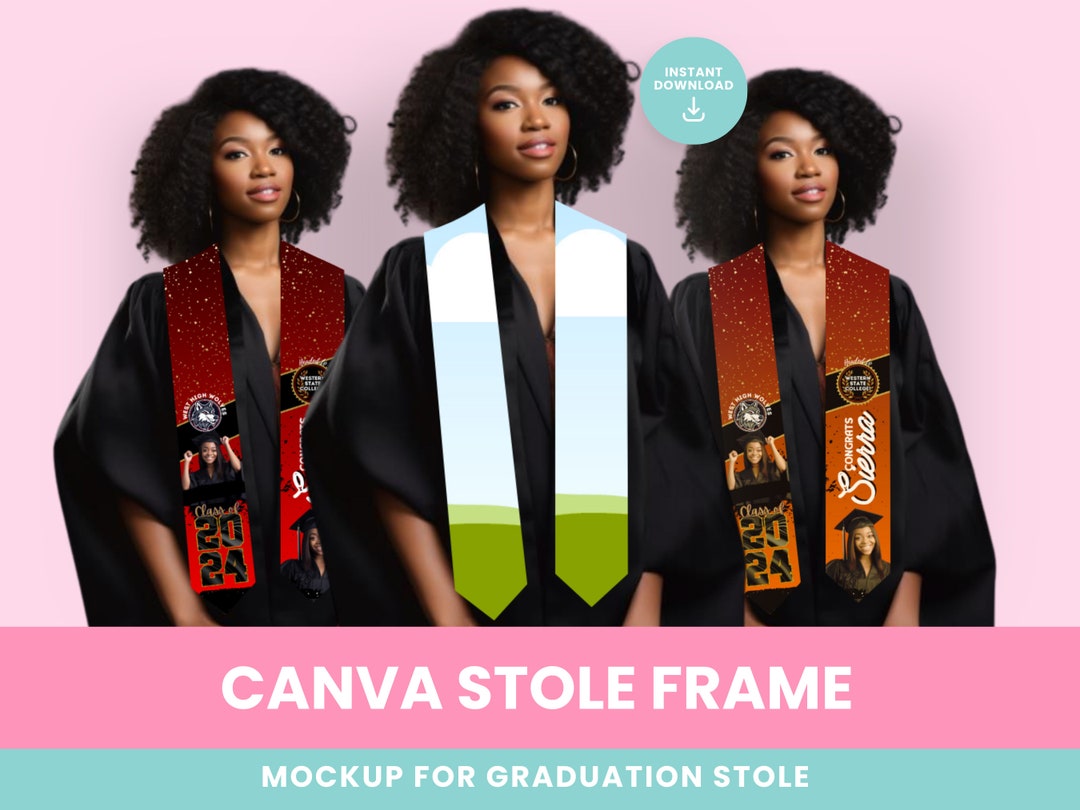 Custom Grad Stole Mockup Canva Frame Template for Etsy Listing Photos ...