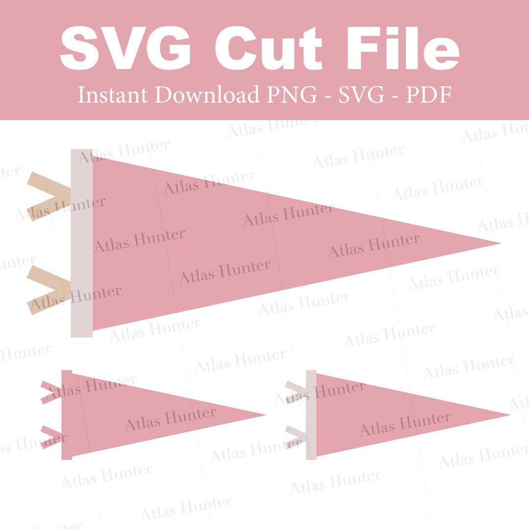 Pennant Flag Pink SVG Cut File Vector PDF PNG Sports Nursery Adventure ...