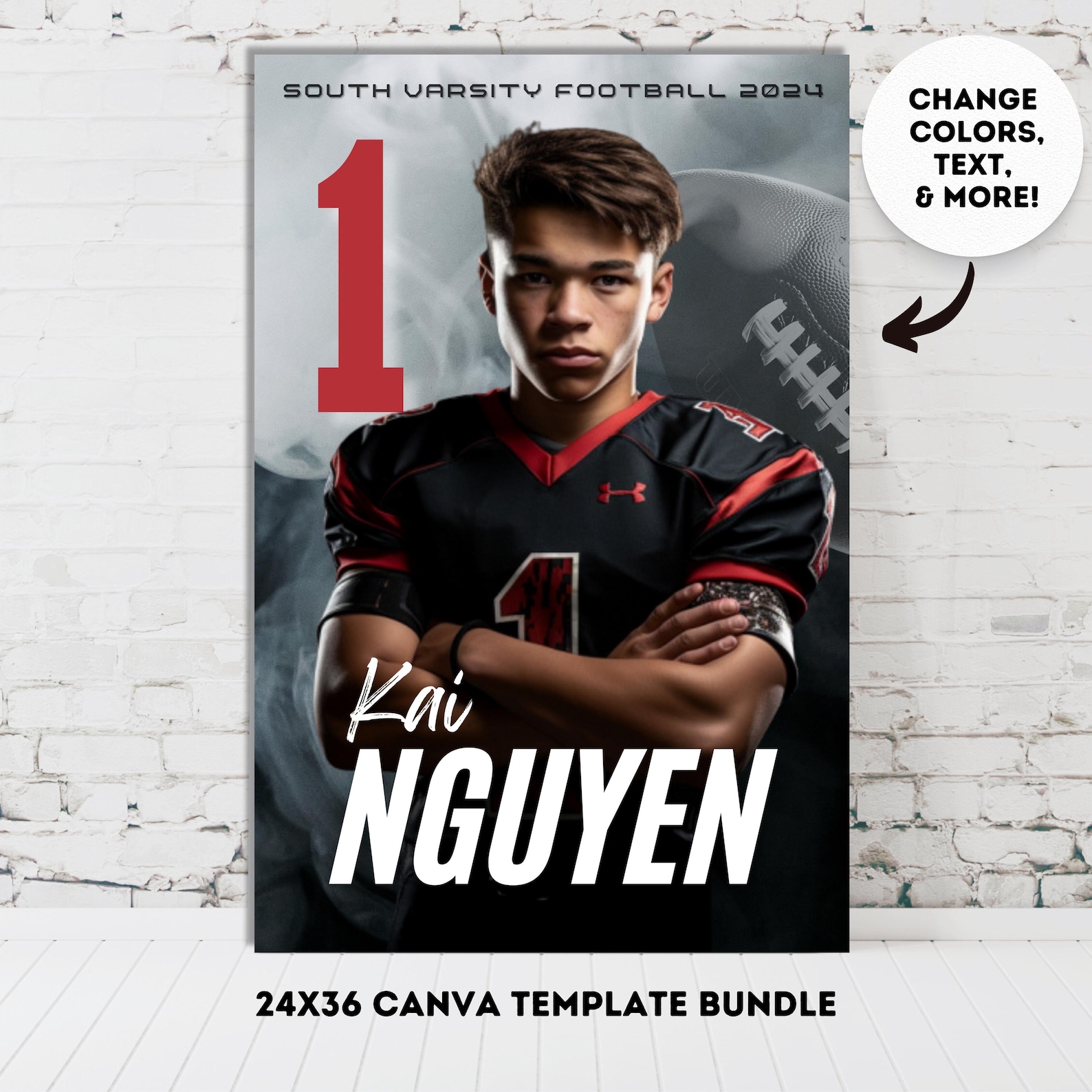 Football Poster 24x36 Canva Template Design Your Own Custom Senior ...