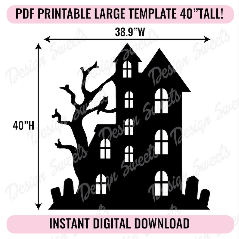 Haunted House Printable Trace and Cut PDF Template - Halloween Decor ...