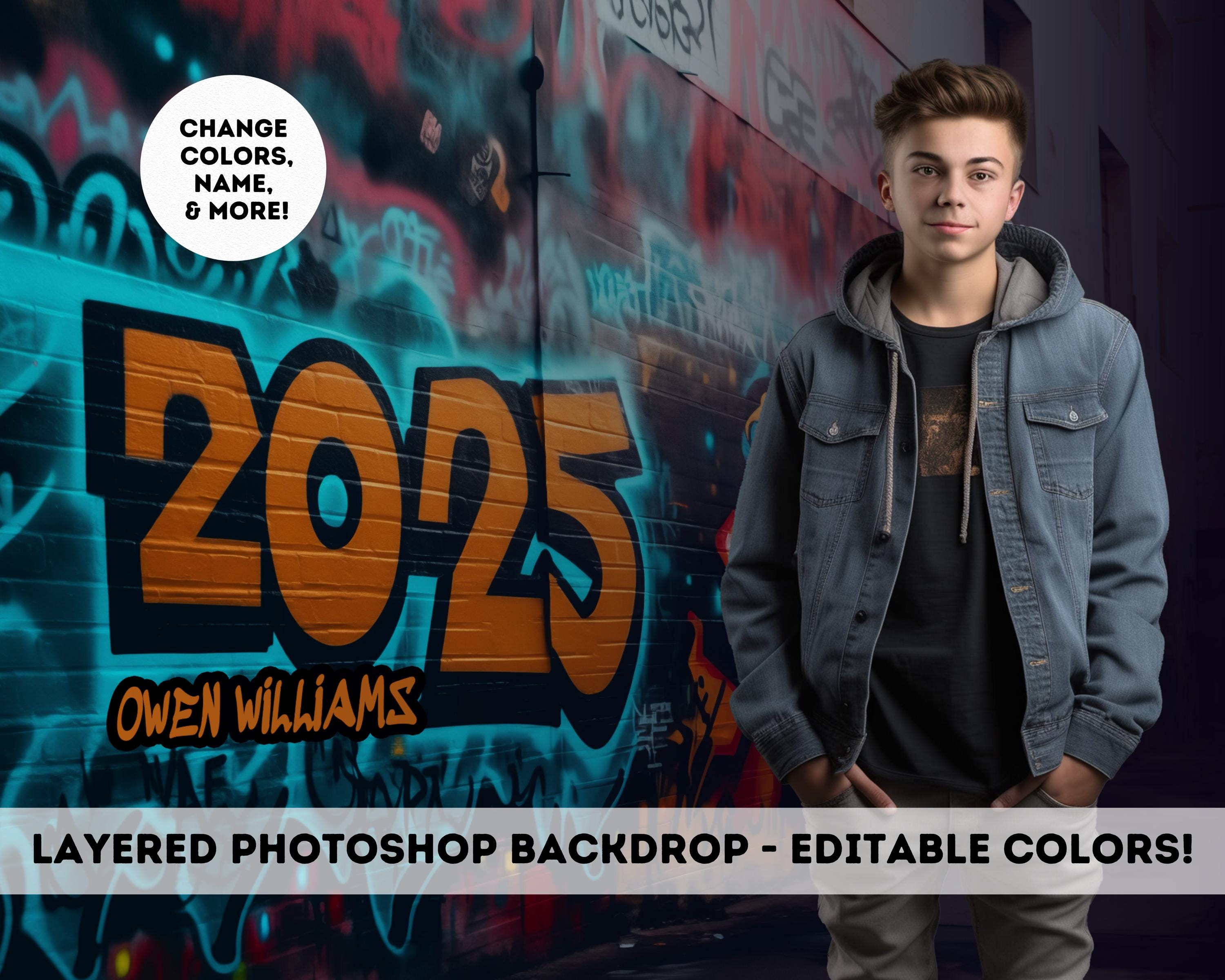 Photoshop Template Senior 2025 Graffiti Digital Backdrop Studio ...