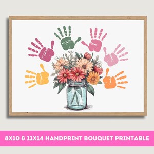 Handprint Art Gift Bouquet Flower Printable PDF DIY Keepsake Hand Art ...