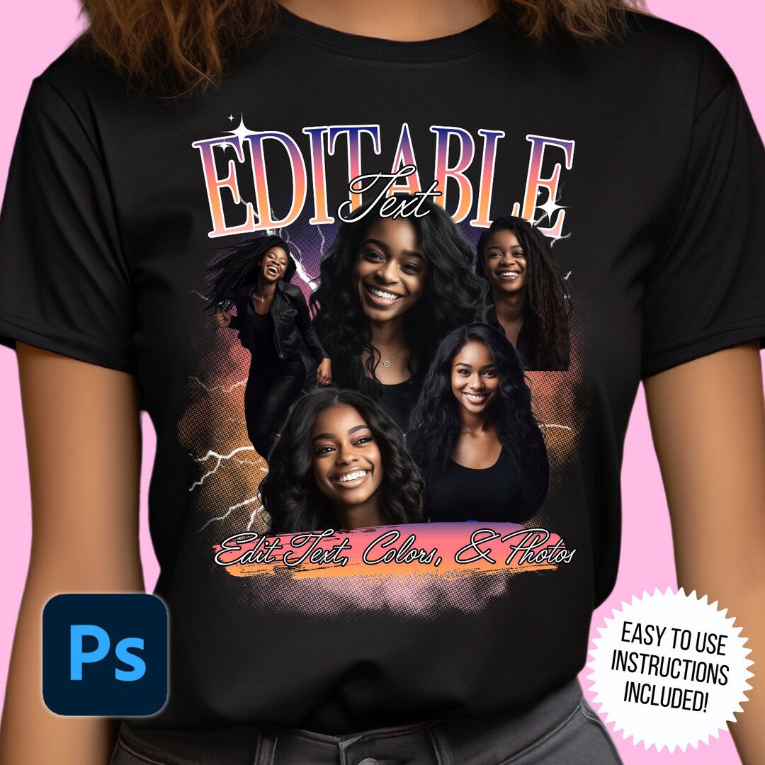 Photoshop Template Vintage Bootleg Rap Tee PSD Custom Photo Birthday ...