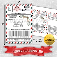 Printable North Pole Mail, Santa Shipping Label Editable Elf Postage ...