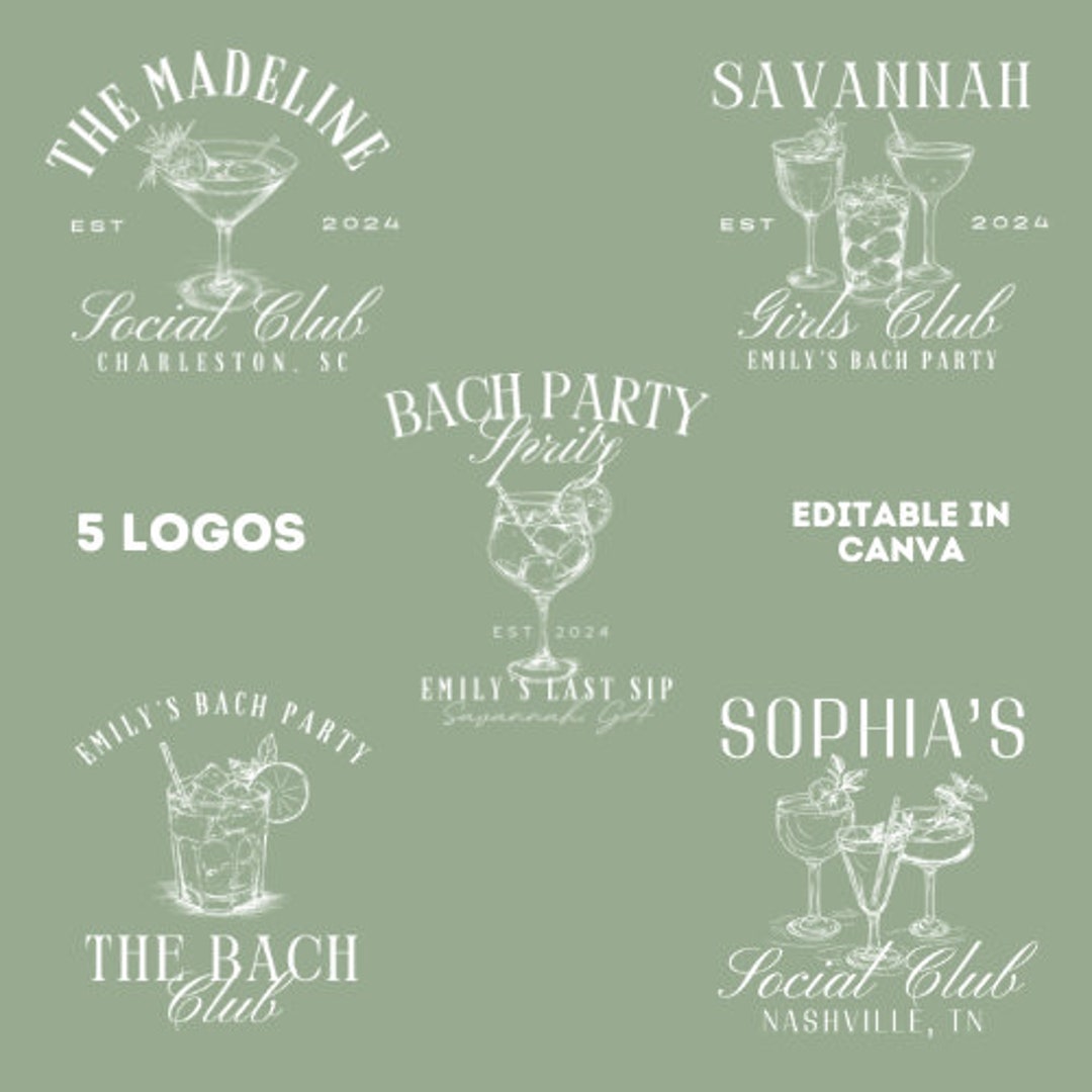 Bach Party Logo Template Editable Social Club Logo Girls Club for ...