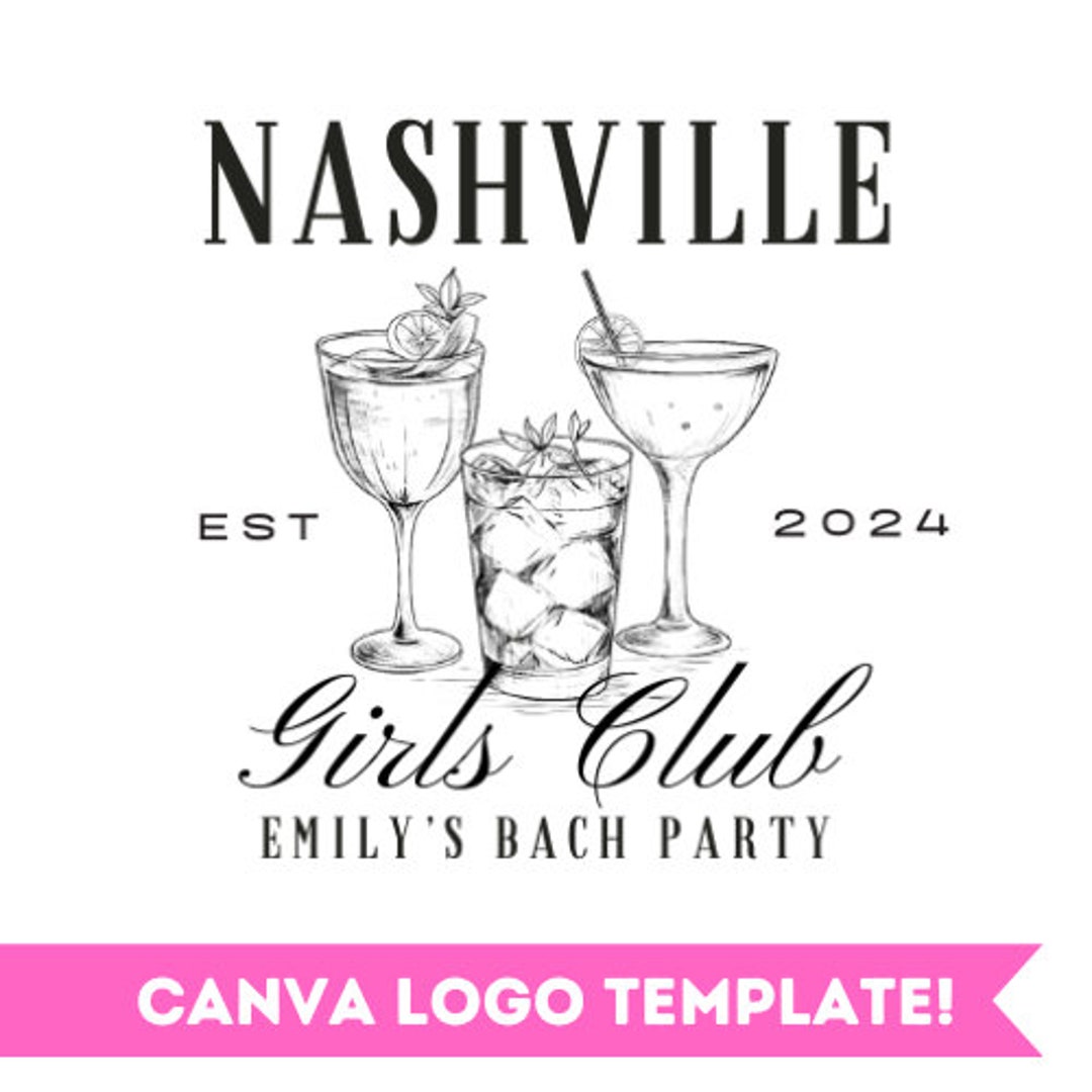 Bach Party Logo Template Editable Social Club Logo Girls Club for ...