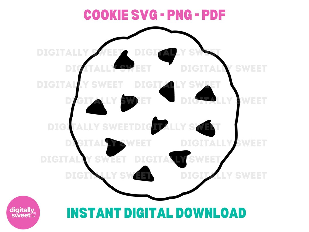 Cookie SVG Chocolate Chip Cookie PNG PDF Clipart Cookie Cut File ...