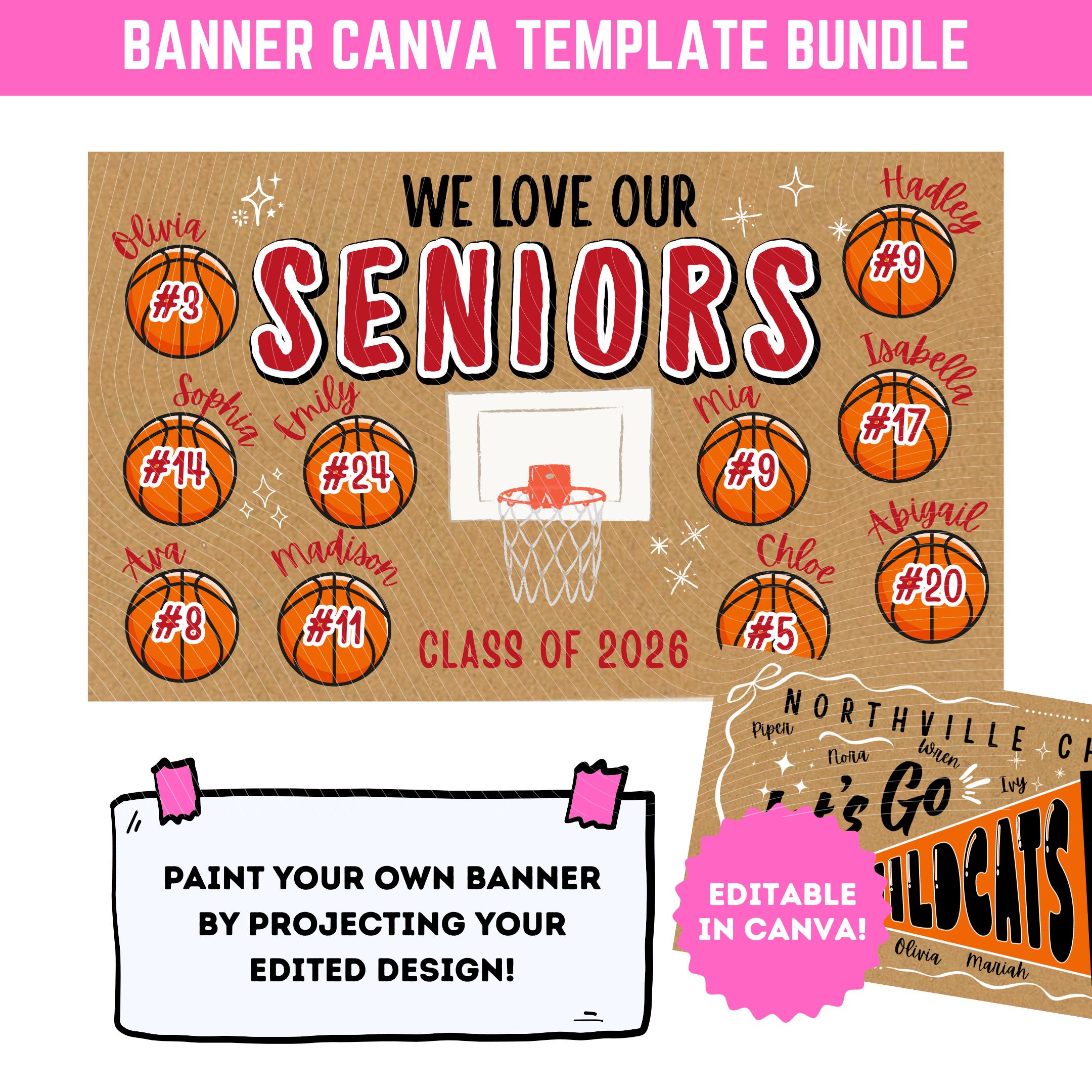 Basketball Team Sign Senior Night Banner Canva Template DIY Team Poster ...