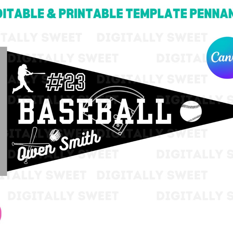 Baseball Pennant Baseball - Etsy