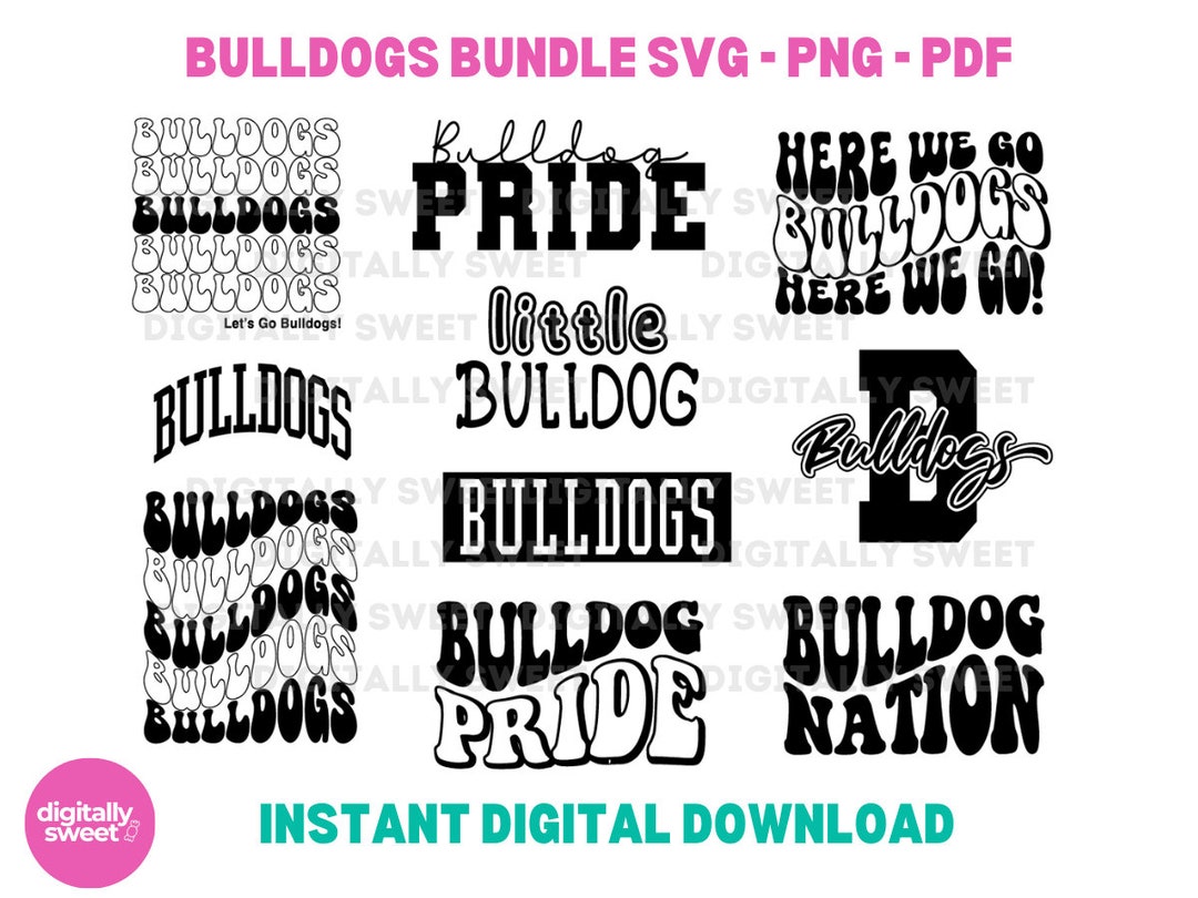 Bulldog Cut File Bundle Designs Clipart Bundle Fall Sports School ...