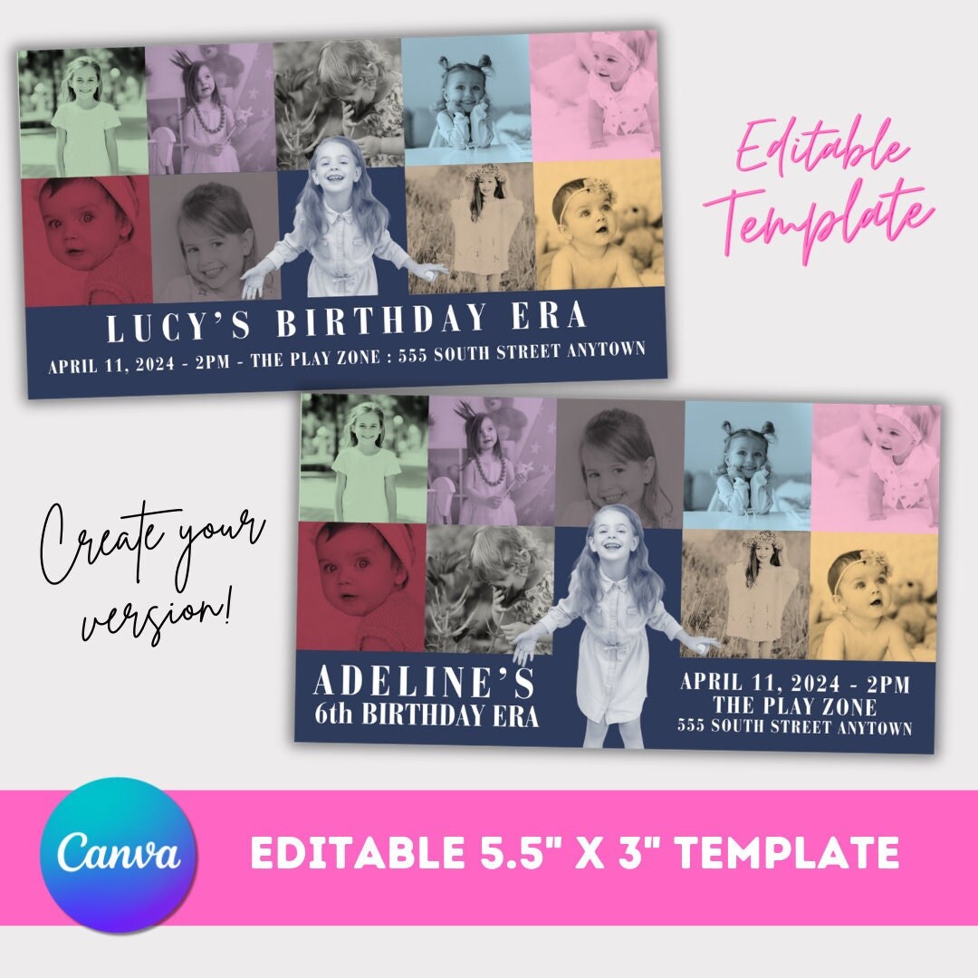 Eras Template Editable Party Ticket Invitation Eras Themed Birthday ...