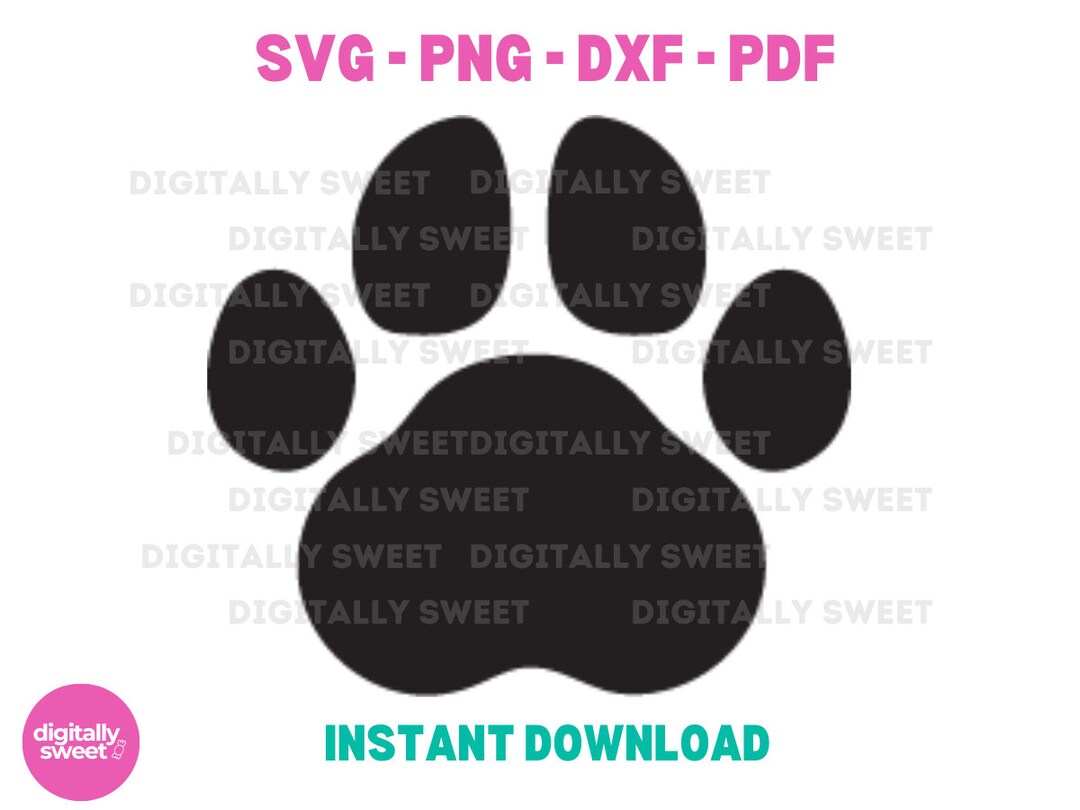 Paw Print Pet Foot Cut Ready Cricut File Vector SVG Clipart PNG Jpeg ...