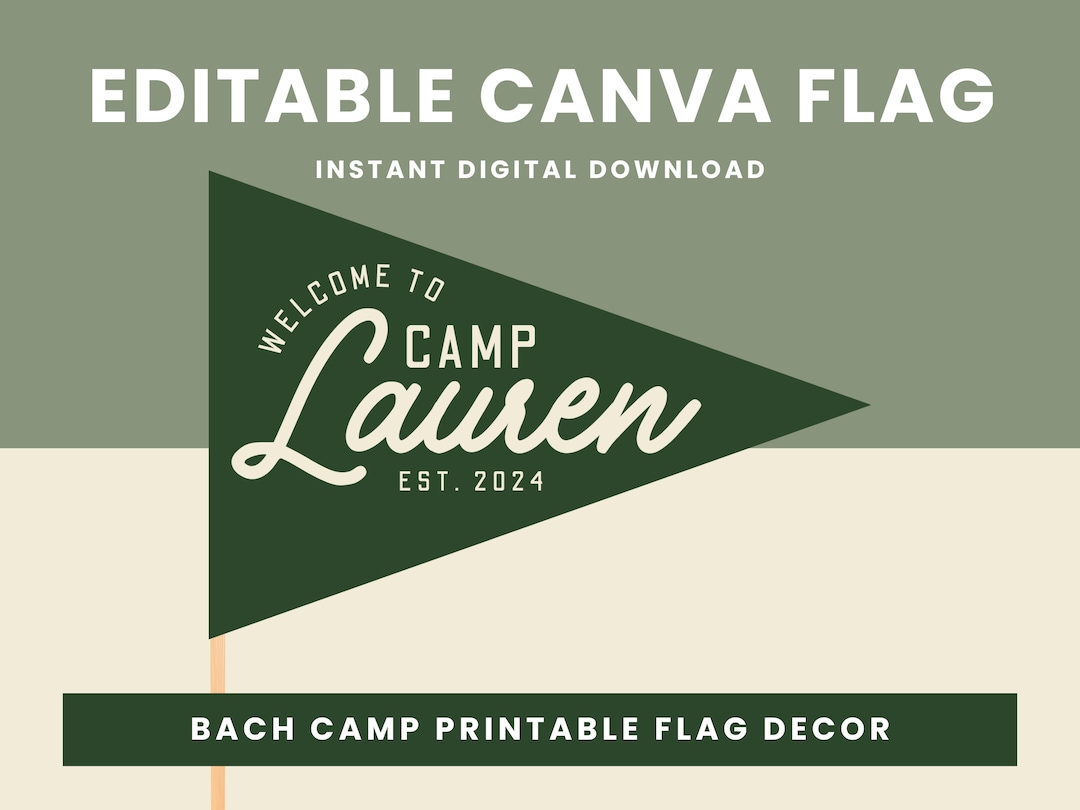 Bach Camp Pennant Flag Template Editable Bunting Camp Bach Logo ...