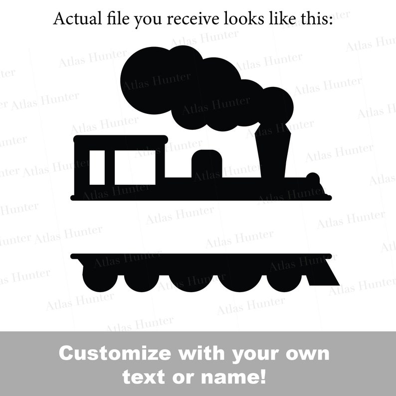 Steam Train Split Monogram Cut File SVG Pdf DXF Png Name - Etsy