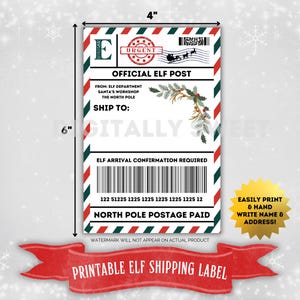 Printable Elf Shipping Label Elf Return Label Kit Idea Elf Printable ...