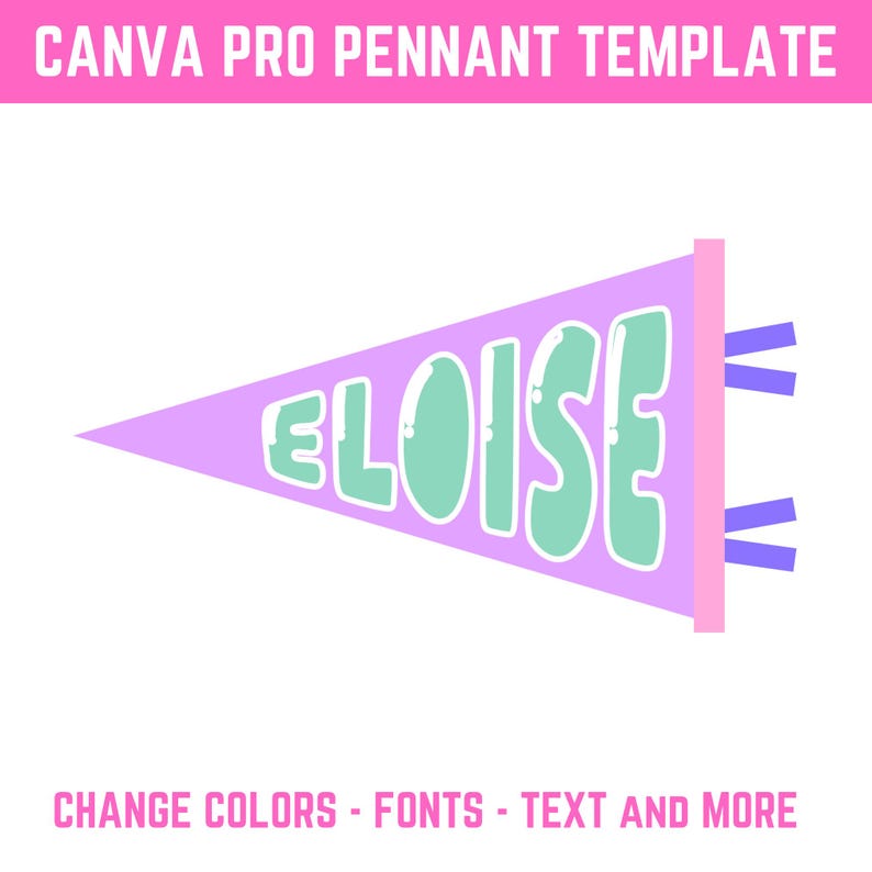 Canva Pro Pennant Flag Editable Template Printable PNG Sports Nursery ...