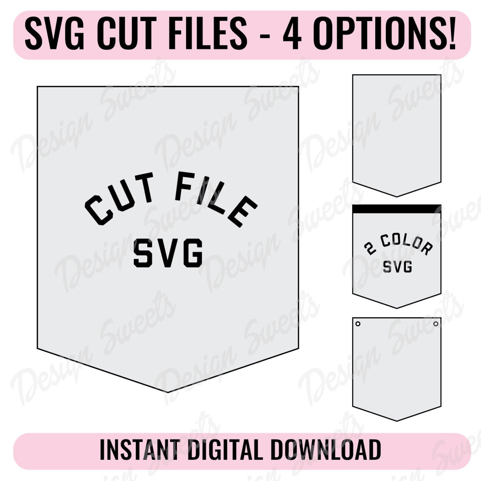 Vertical Pennant Banner SVG Cut File Shape for Cricut or Silhouette ...