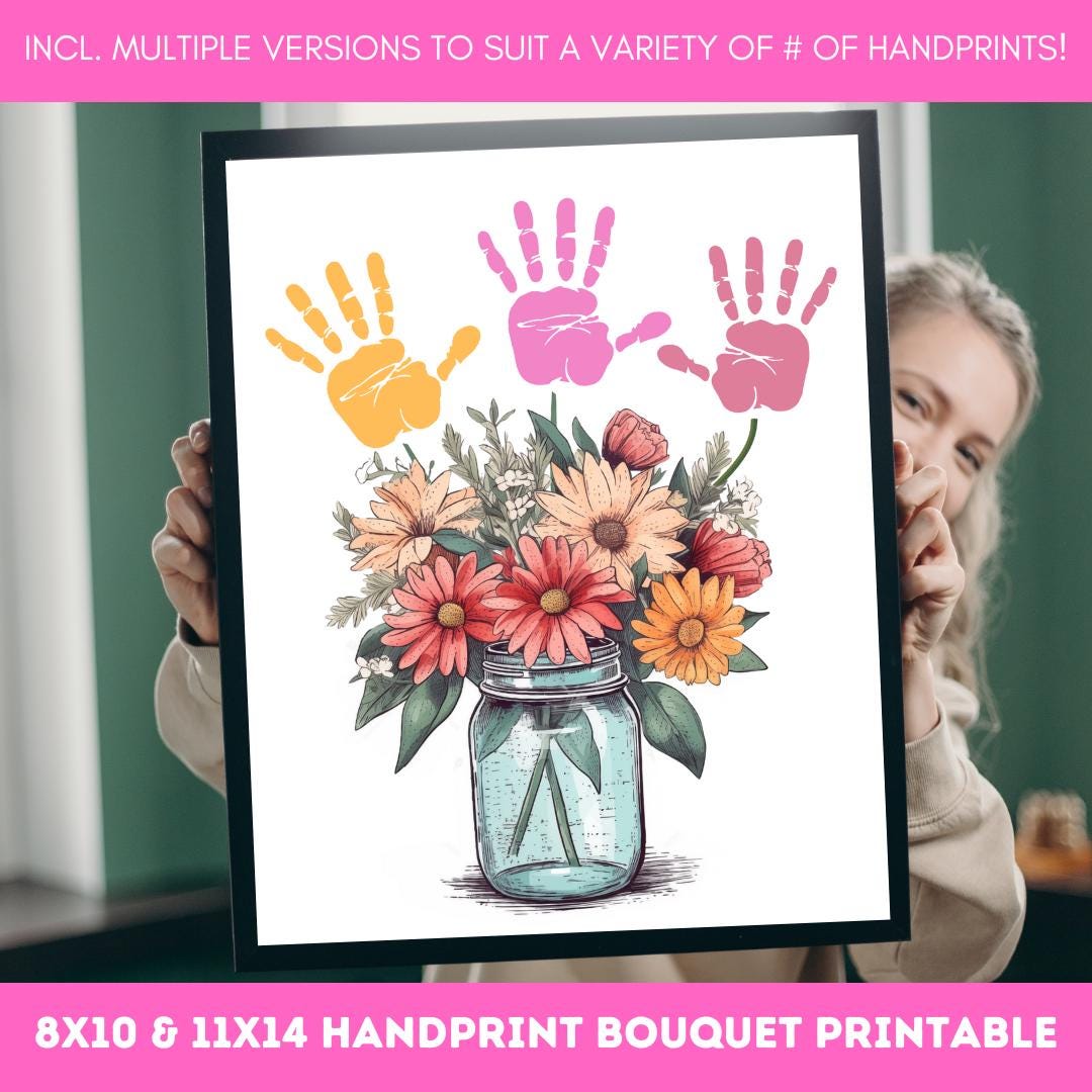 Handprint Gift Bouquet Printable PDF DIY Keepsake Hand Art for Kids ...