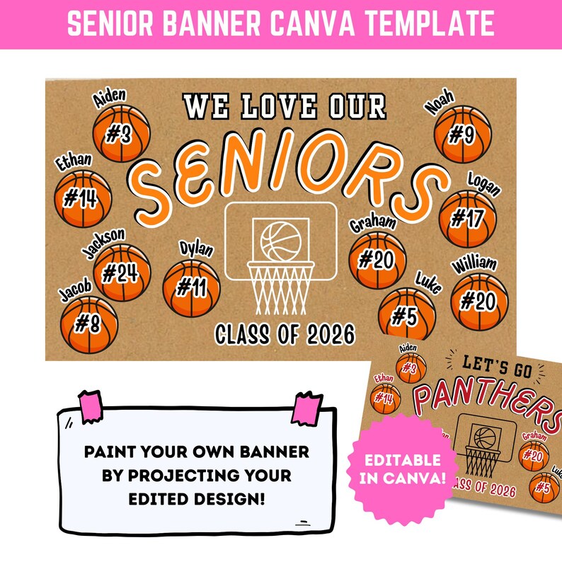 Senior Night Basketball Banner Canva Template | DIY Team Poster ...