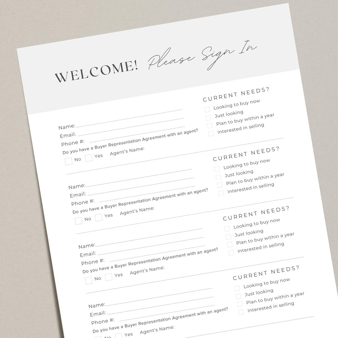 Real Estate Open House Sign-in Sheet Printable Editable Canva Template ...