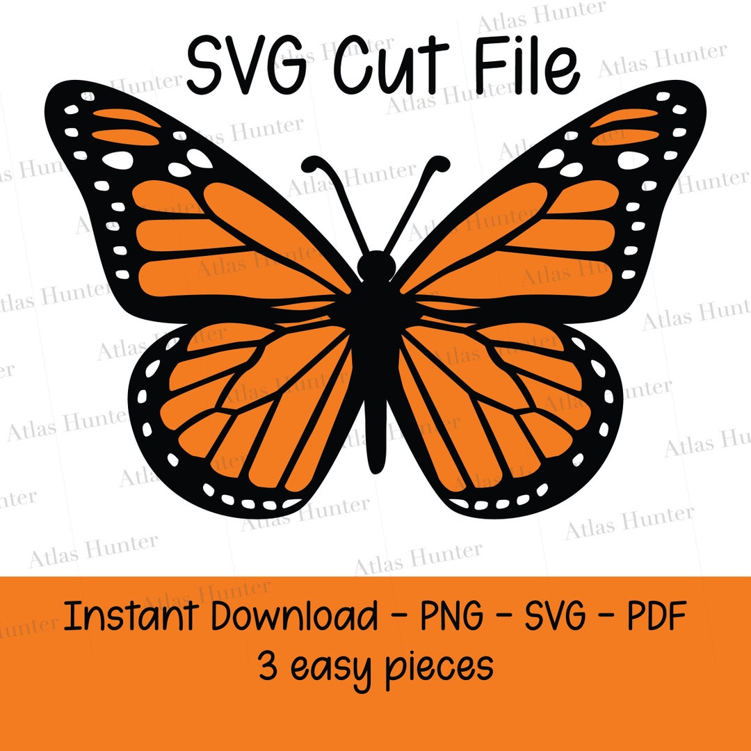 Monarch Butterfly Cut File SVG PNG PDF Jpeg Layered 1 2 or 3 Color ...
