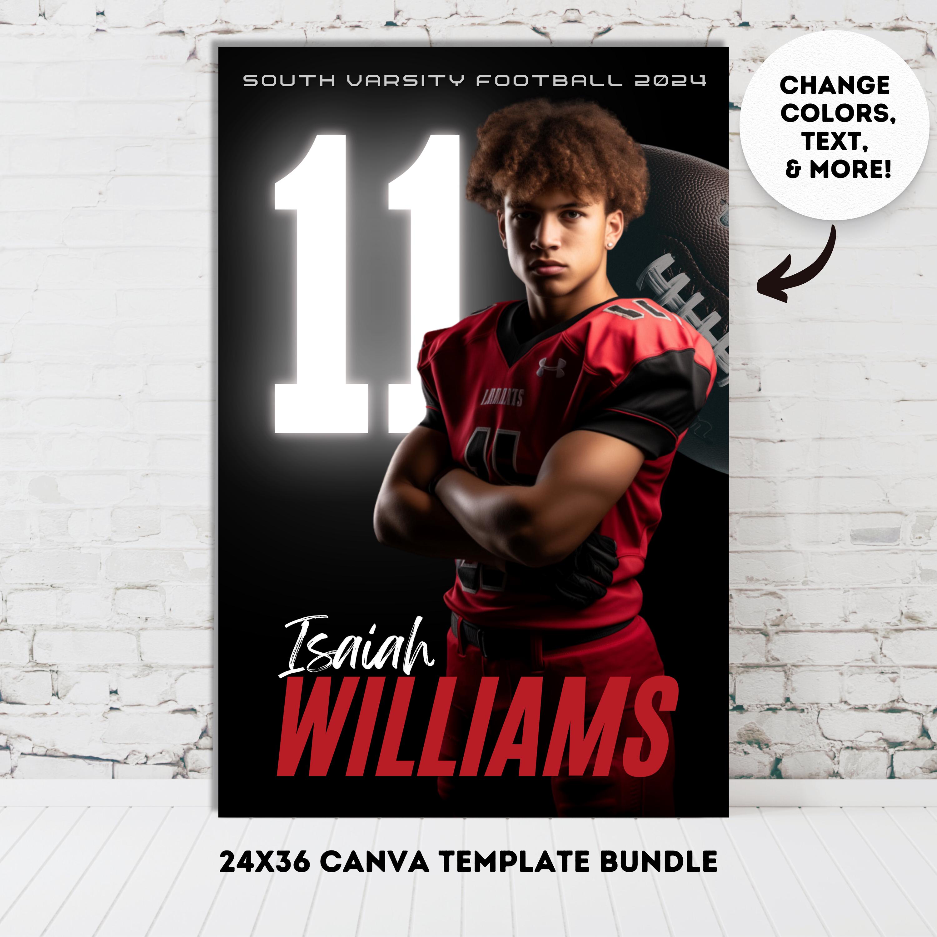 Football Poster 24x36 Canva Template Design Your Own Custom Senior ...