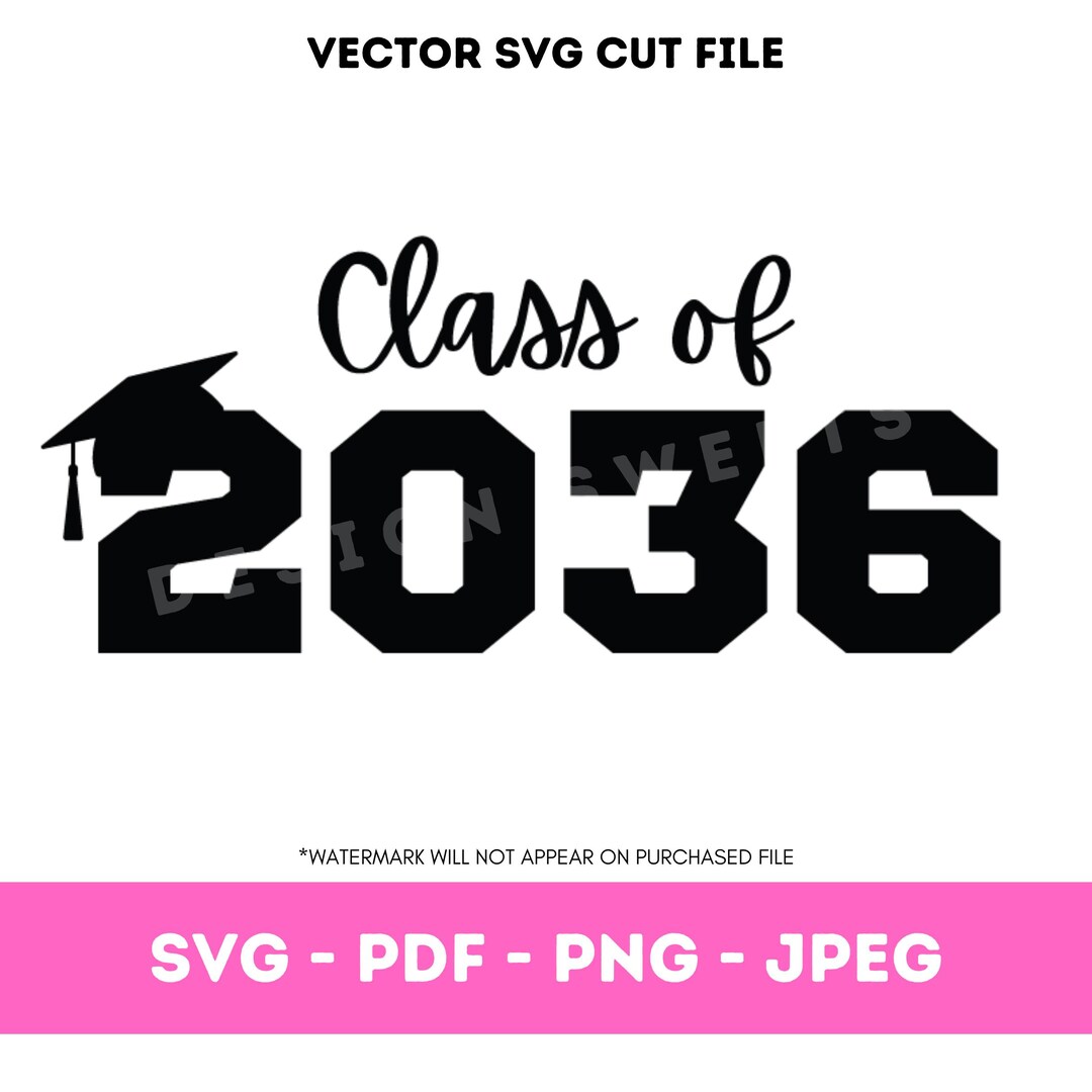 Class of 2036 First Grade Vector Cut File Senior Year Back to School ...