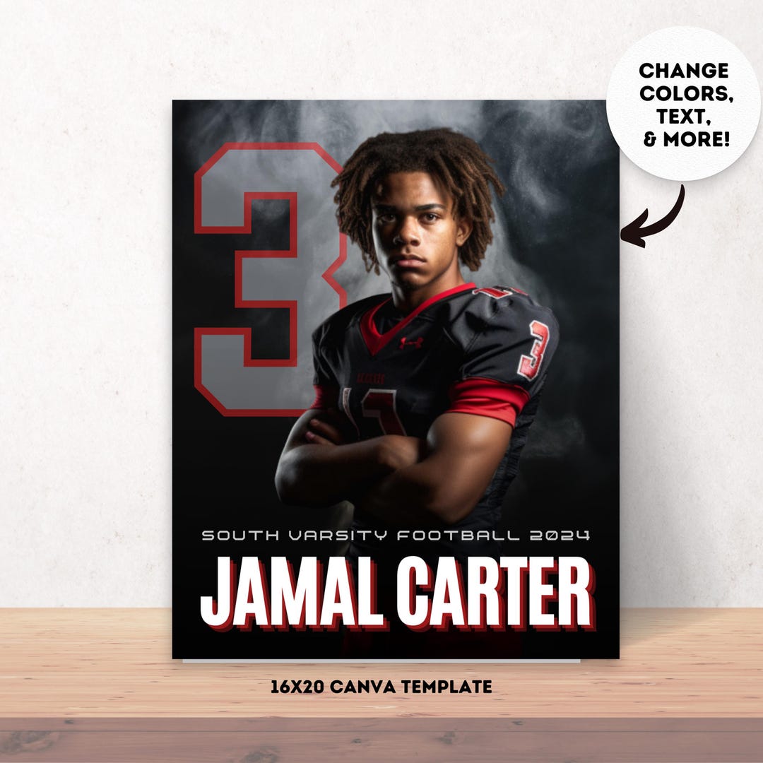 Football Poster Canva Template Design Your Own Custom Senior Football ...