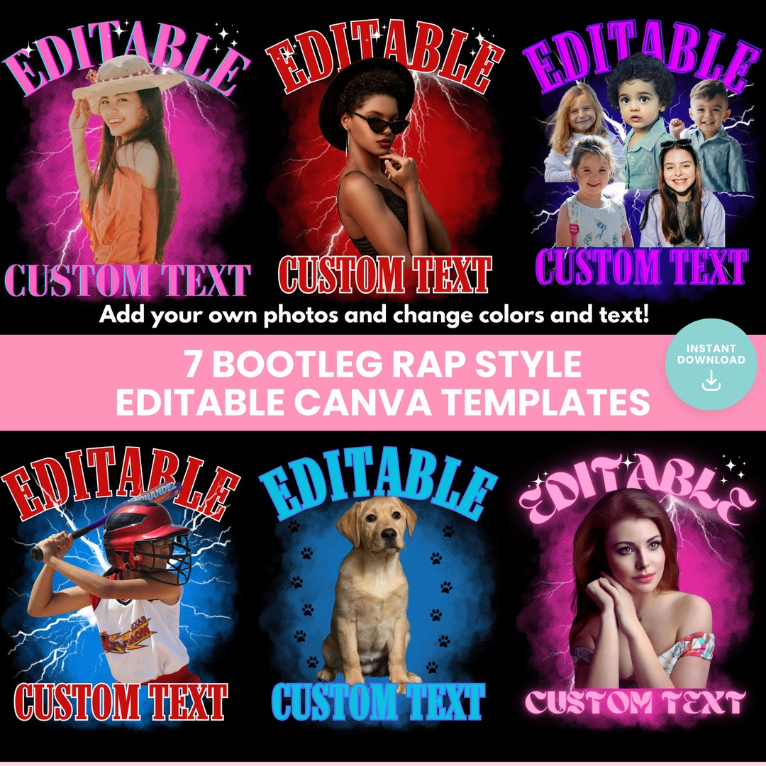 Custom Bootleg Rap Tee Template Bundle Custom Photo Birthday Concert ...