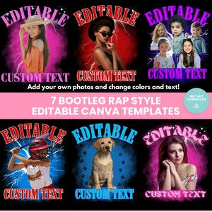 Custom Bootleg Rap Tee Template Bundle Custom Photo Birthday Concert ...