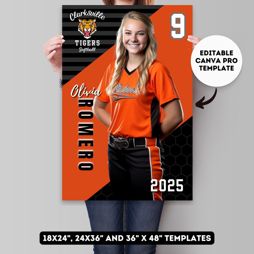 Senior Softball Poster Template Girls Soft Ball Ladies Sports Poster ...