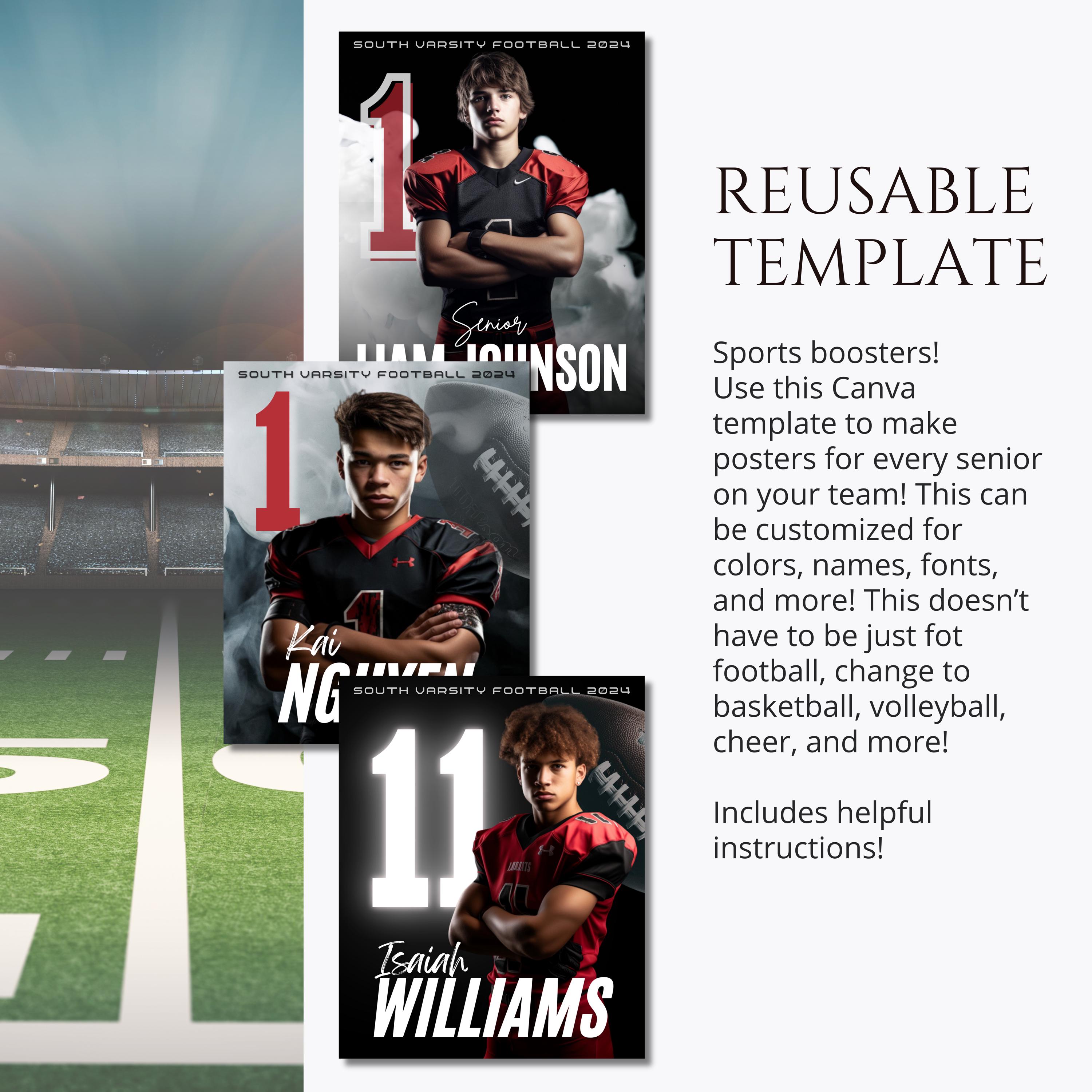 Football Poster Canva Template Design Your Own Custom Senior Football ...