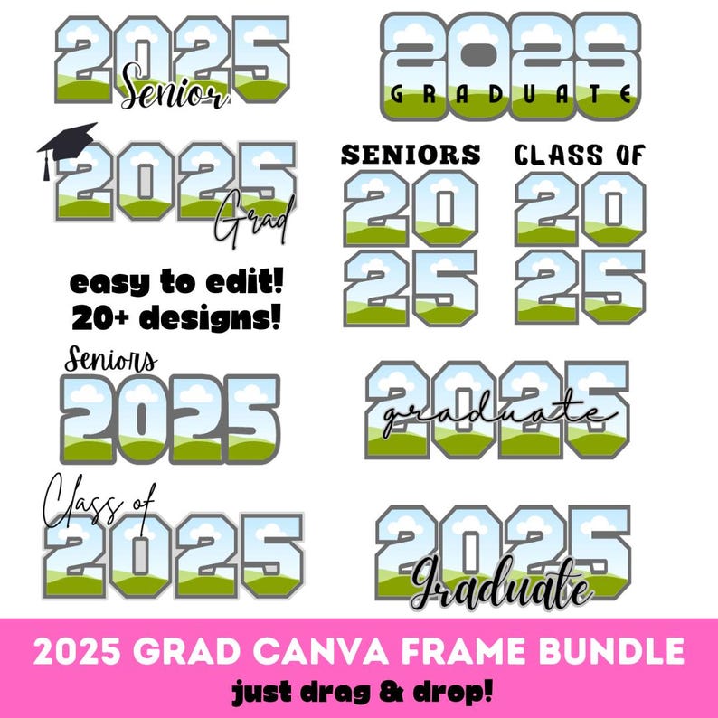 2025 Senior Canva Photo Frame Template '25 Graduate Canva Frames Bundle ...