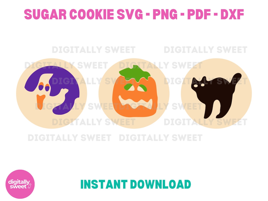 Halloween Sugar Cookie SVG PDF PNG and Dxf Cut Files or Sublimation for ...