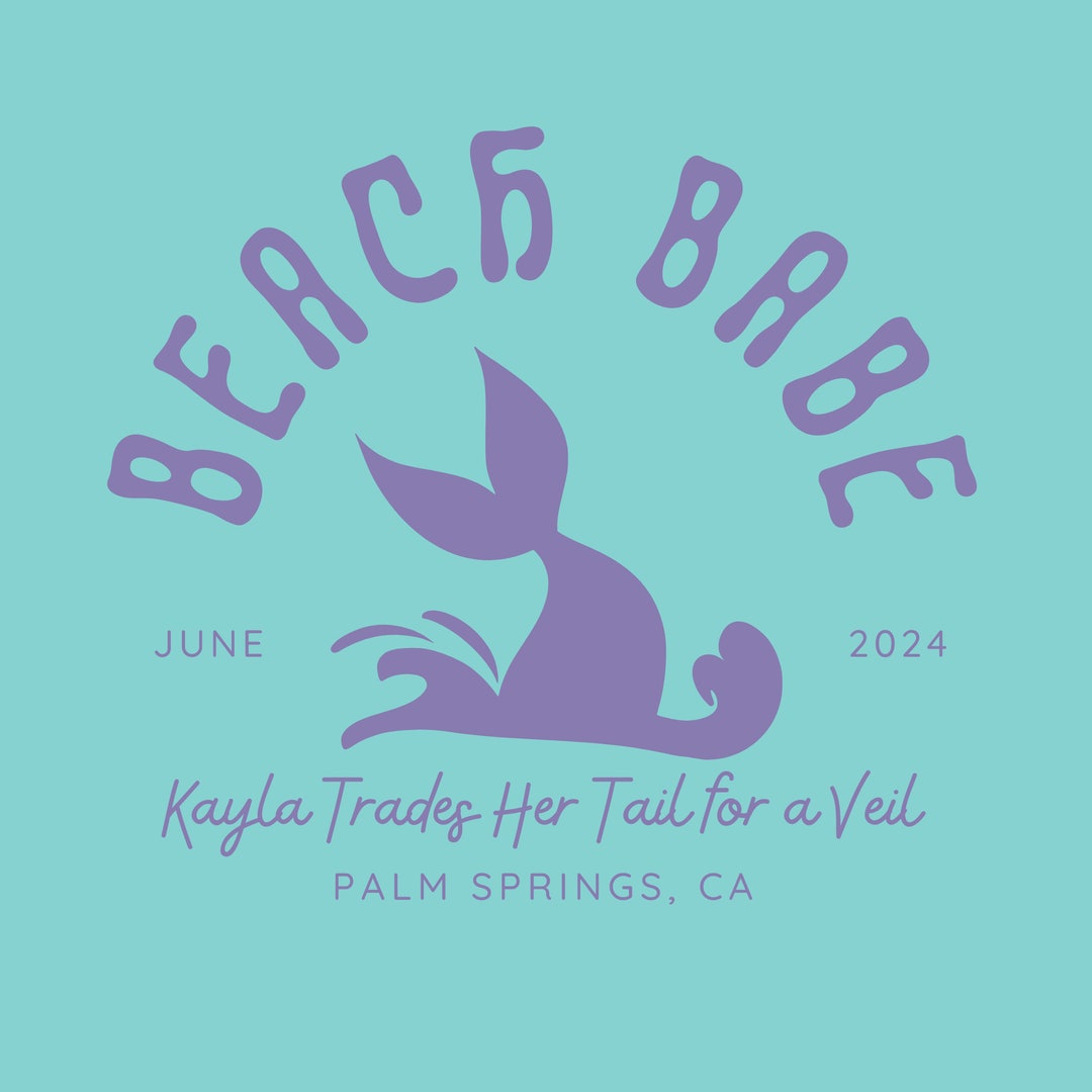 Beach Babe Mermaid Themed Bach Party Logo Template Editable Beach Bach ...