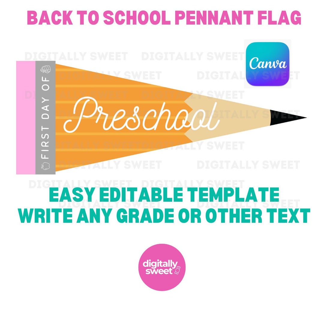 Pennant Flag Editable Template Canva Printable PNG Sports Nursery ...