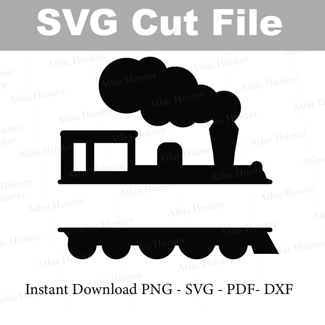 Steam Train Engine Locomotive Split Monogram Cut File - SVG, Pdf, DXF ...