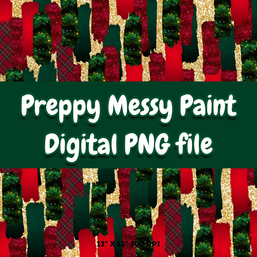 Preppy Messy Paint Christmas Digital Paper PNG Holiday Paint Brush ...