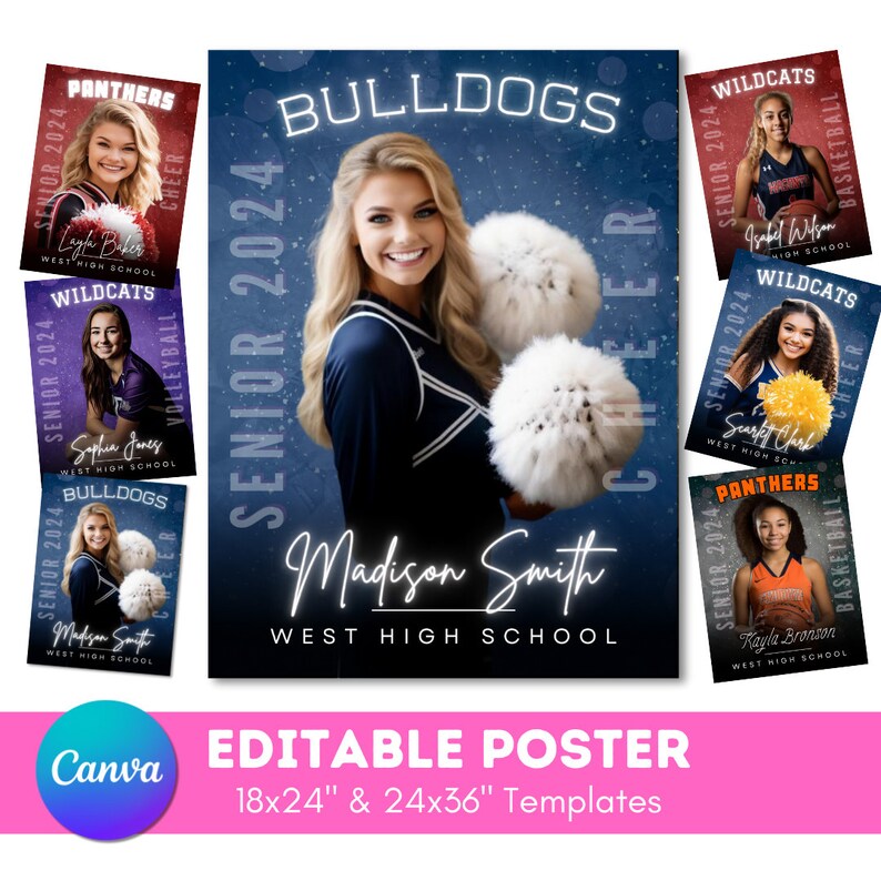Senior Night Sport Poster Template Canva Download Editable Poster ...