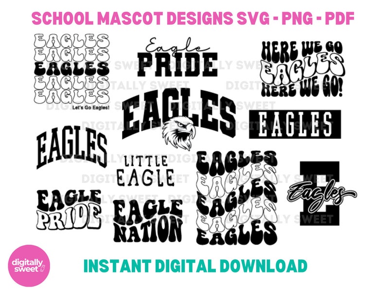 Eagles Cut File Bundle Eagle SVG Clipart Cut Files Bundle Fall Sports ...