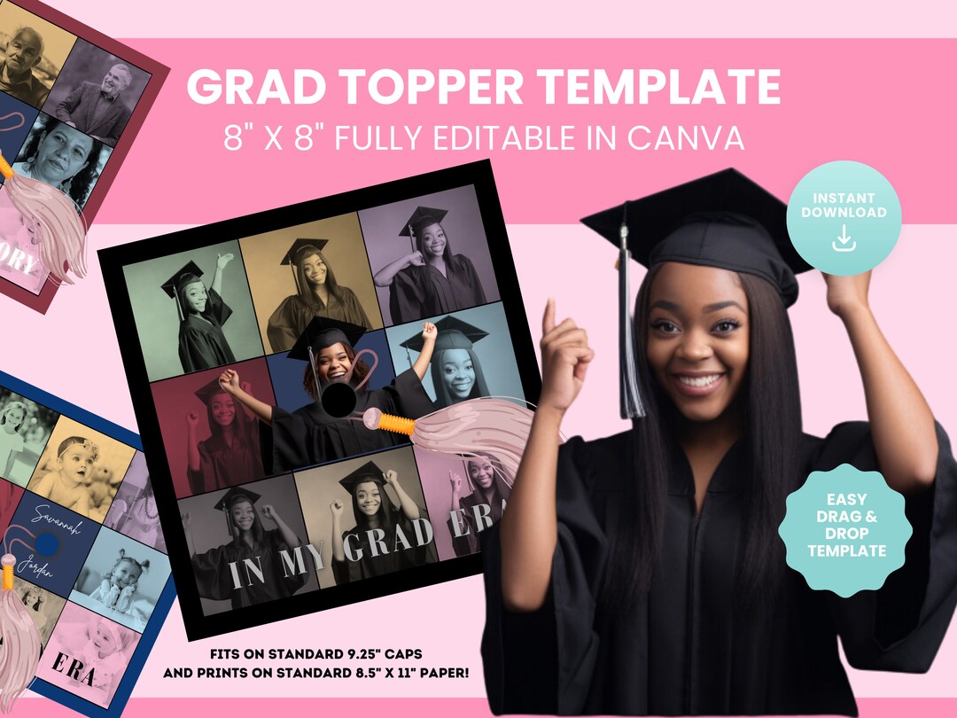 Eras Poster Grad Cap Topper Canva Template Graduation Decor Decorating ...