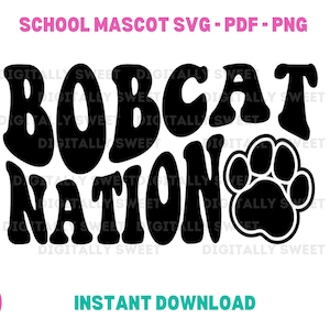 Bobcat School SVG Bobcat Nation Retro Font Bubble Letters PNG PDF ...