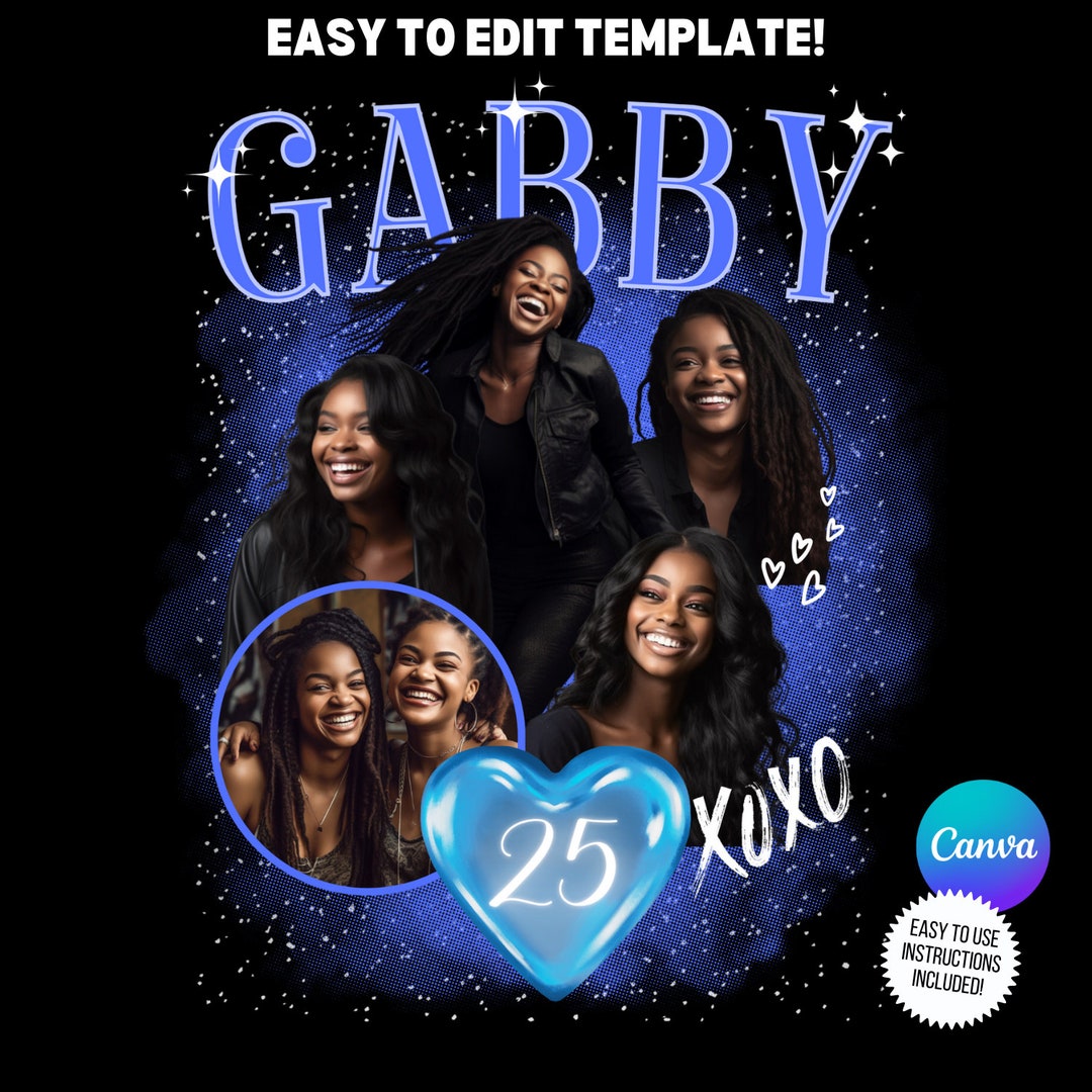 Custom Bootleg Rap Tee Template Custom Photo Birthday Concert Shirt 90s ...