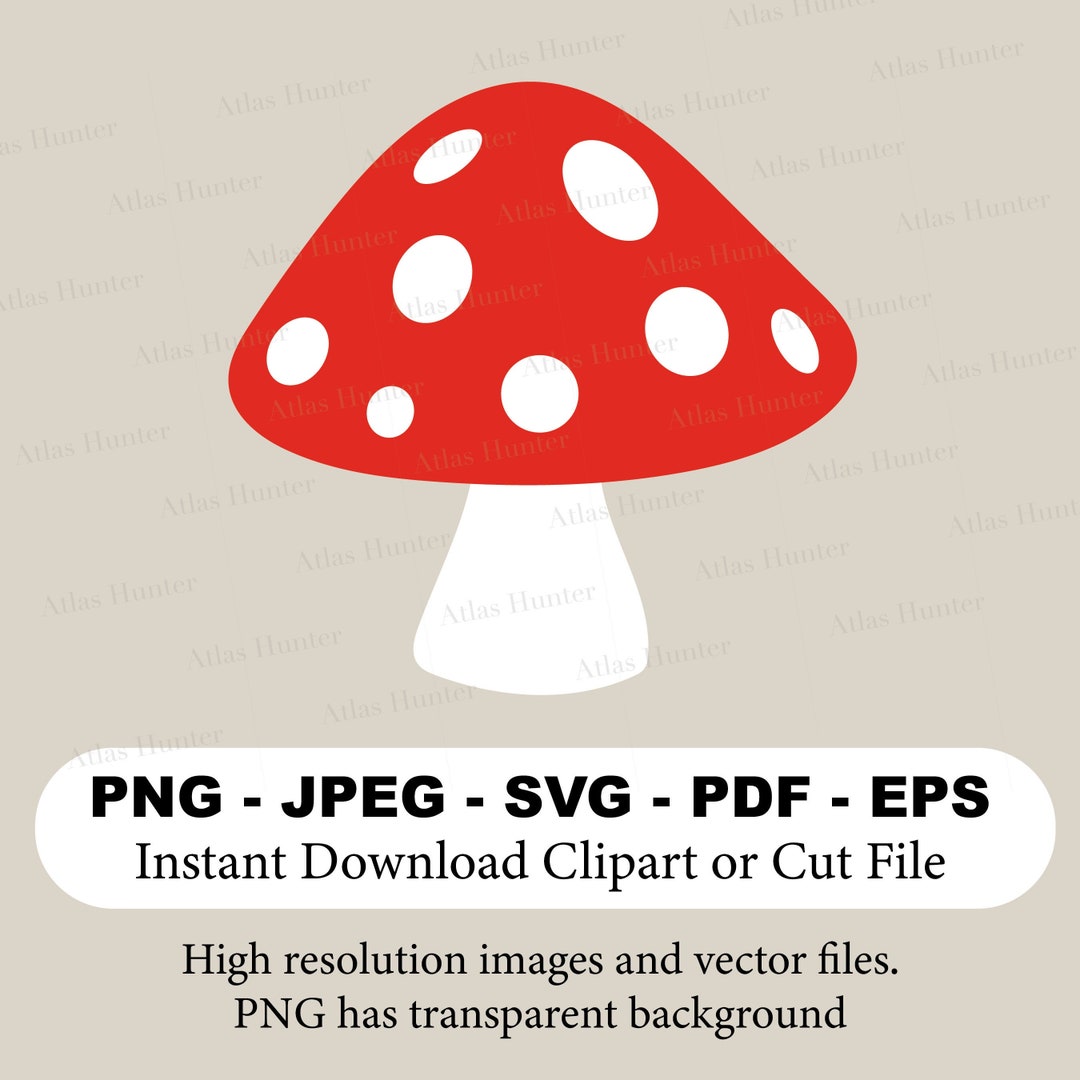 Mushroom Toadstool Cut File SVG Clipart PNG PDF Jpeg Ready to Use ...